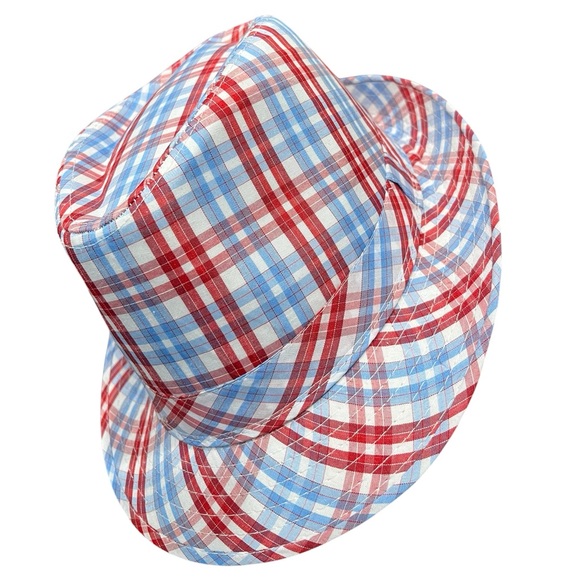 Magid | Accessories | Magid Hats Red White Blue Plaid Fedora Short Brim ...